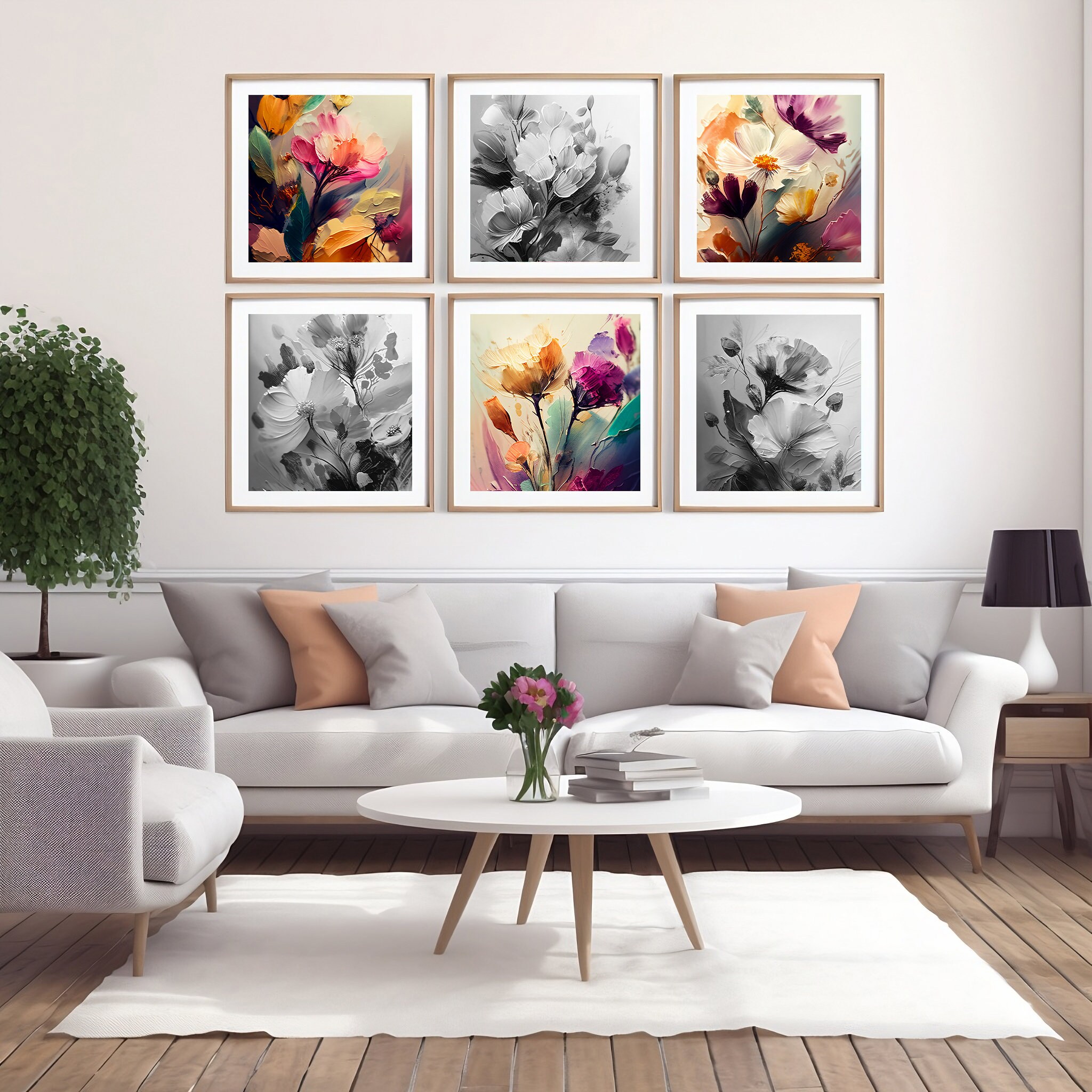 Printable Digital Art | Set of 8 Floral Paintings | High Resolution ...