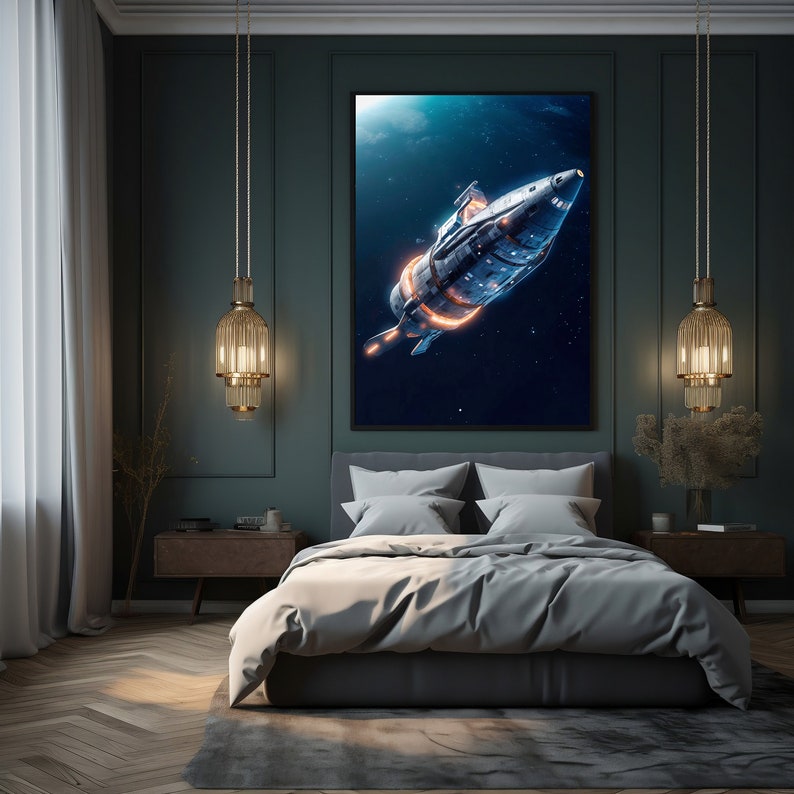 Printable Digital Art | Spaceship Illustration | Space | High ...
