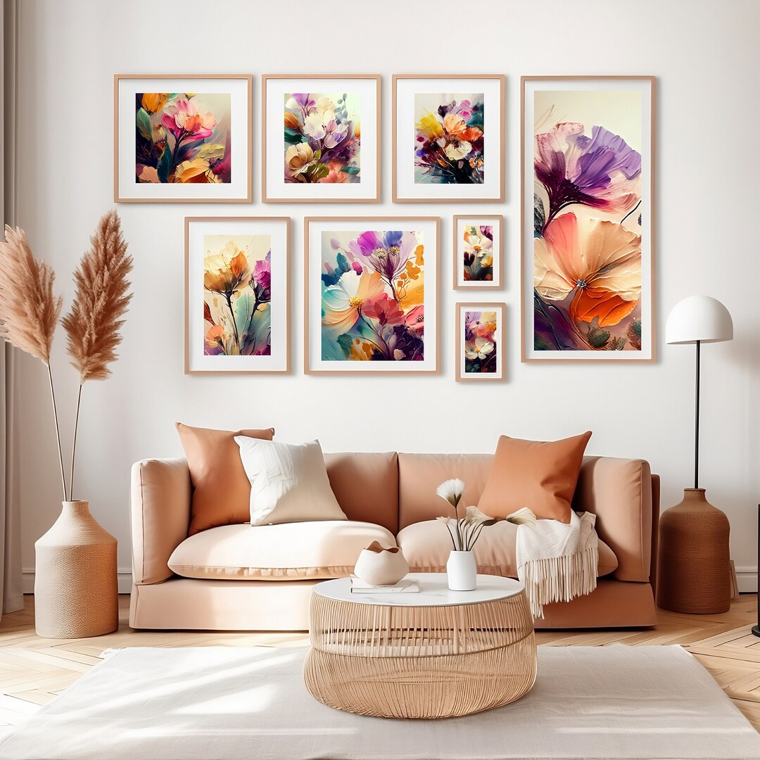 Printable Digital Art | Set of 8 Floral Paintings | High Resolution ...