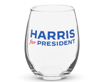 Harris Walz 2024 Stemless Wine Glass Elegant Election Memorabilia ...