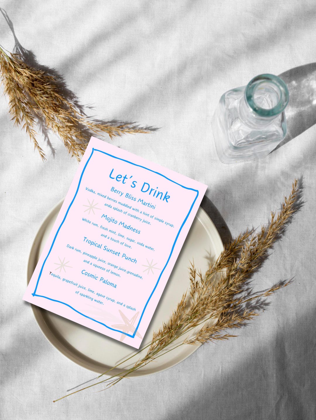 Simple and Modern Bar Drink Menu,editable Bar Menu, Editable Wedding ...