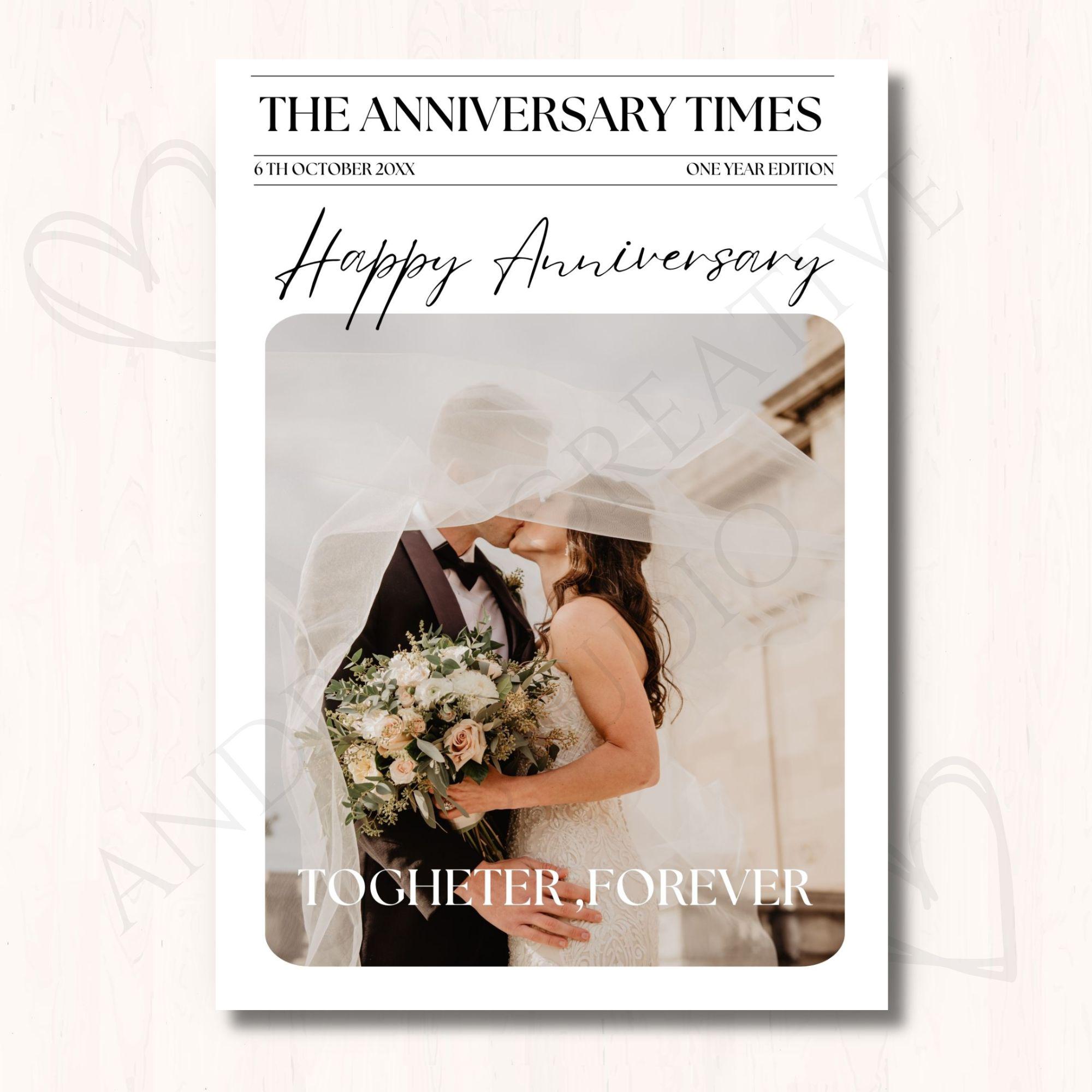 One Year Anniversary Newspaper Template: Customizable Keepsake (digital ...