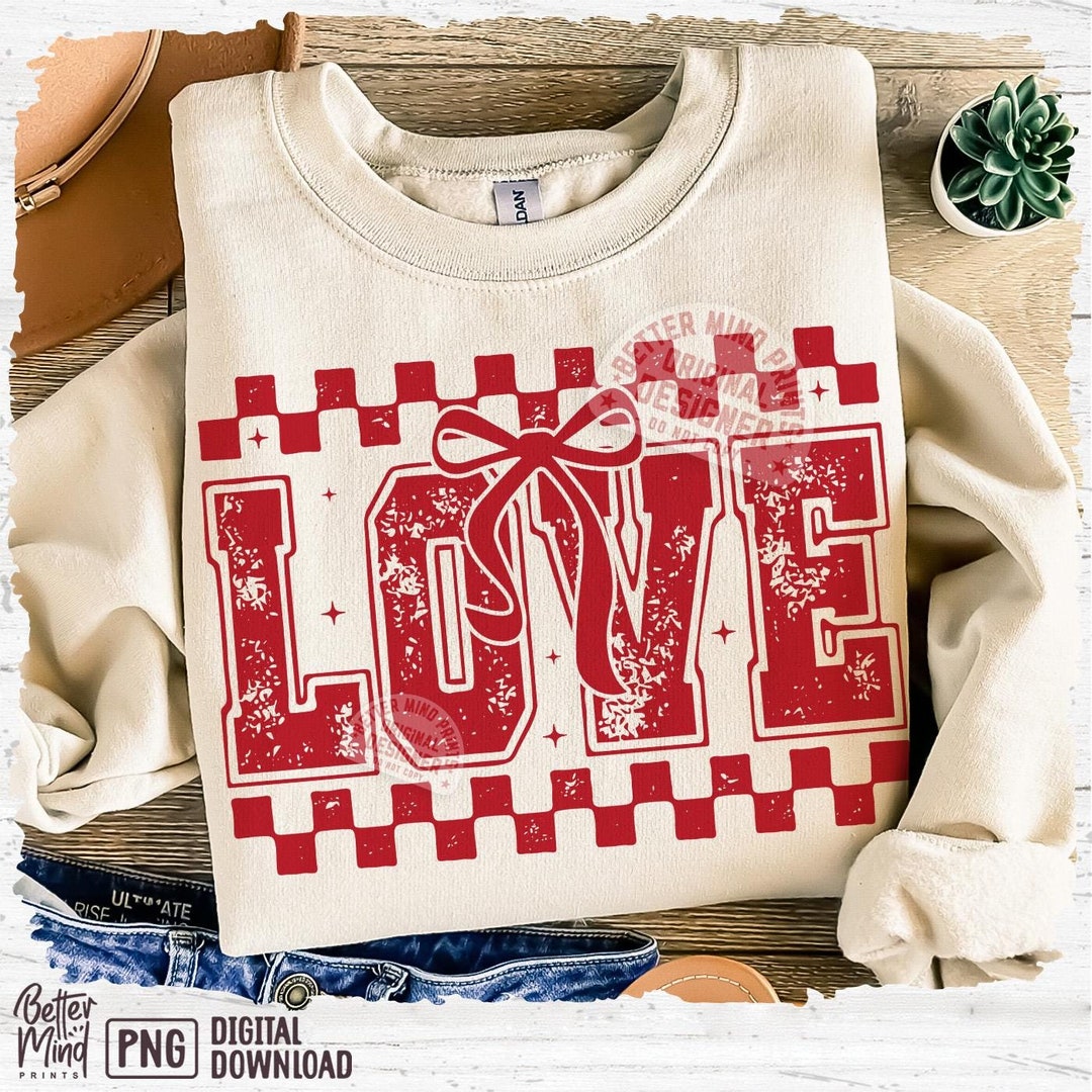 Retro LOVE Checker PNG: Coquette Valentines Day Shirt (digital Download ...