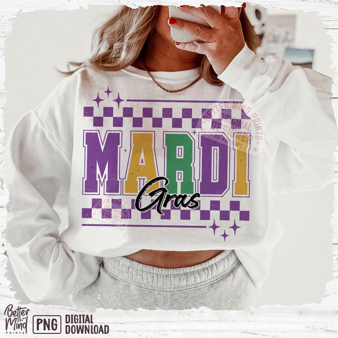Mardi Gras Checker PNG, Mardi Gras Varsity Letters Png, Retro Png ...
