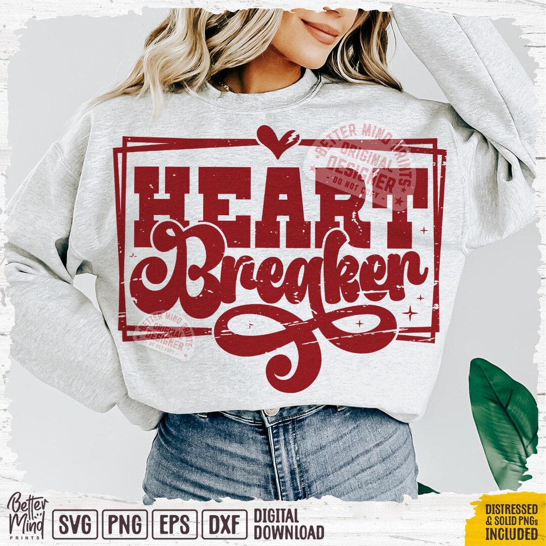 Retro Heart Breaker SVG PNG, Valentine's Day Shirt Design (digital ...