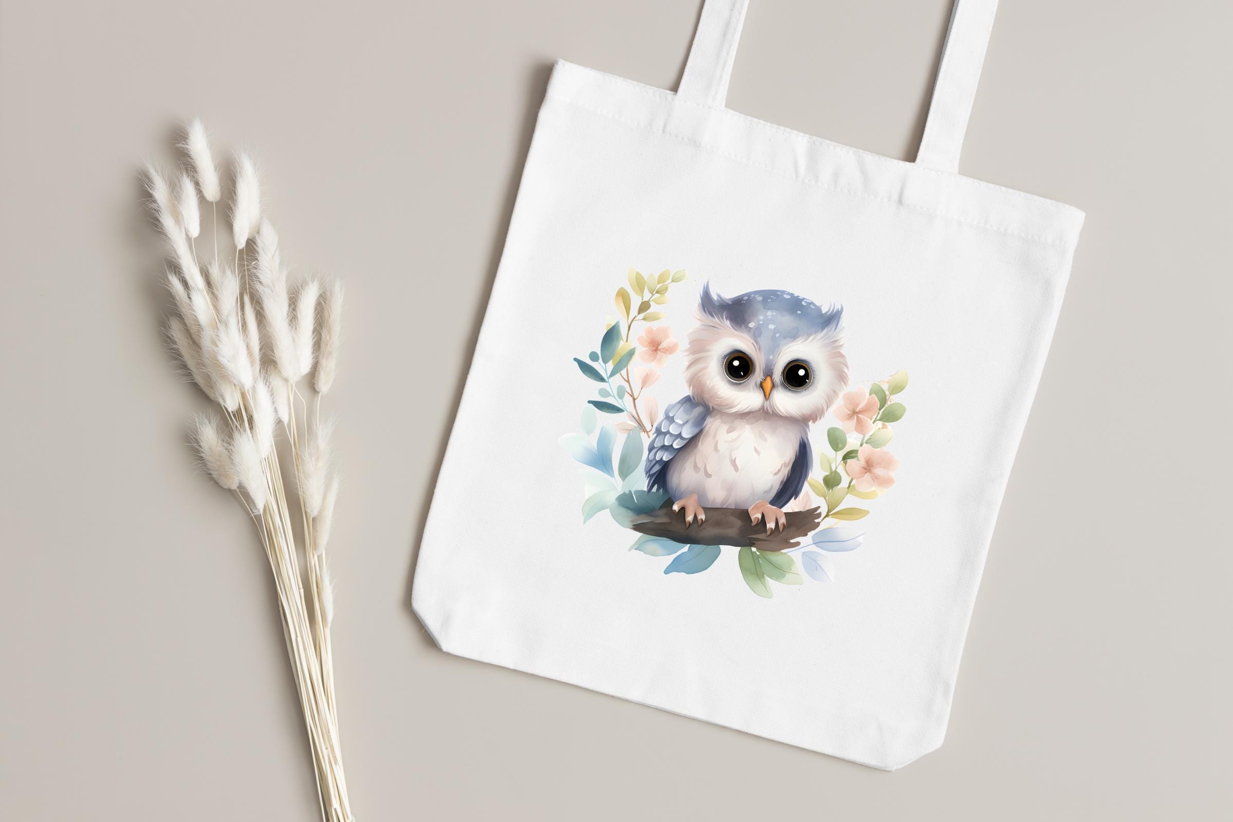 Baby Owl Clipart PNG Digital Download Owl With Flower Baby Animal ...