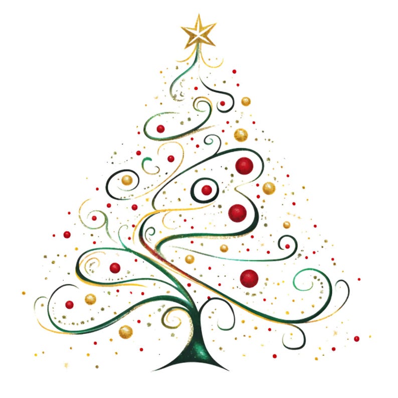 Christmas Tree Clipart Minimalistic Line Art Xmas Tree High Quality ...