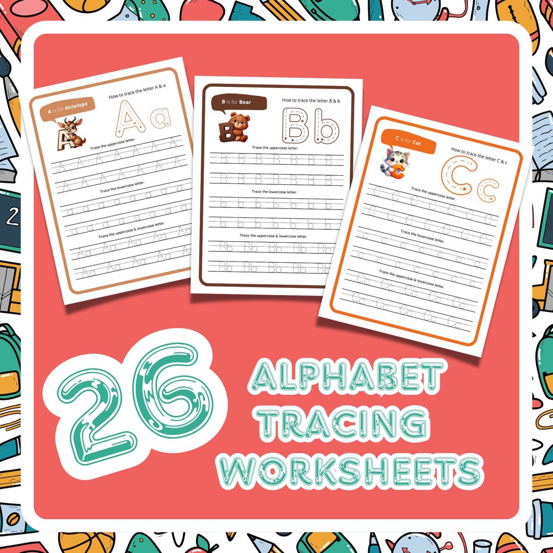 26 Alphabet Tracing Worksheets Handwriting Practice Writing Skills ...