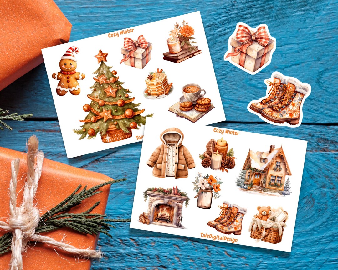 Cozy Winter Sticker Sheet Aesthetic Winter House Christmas Tree Holiday ...