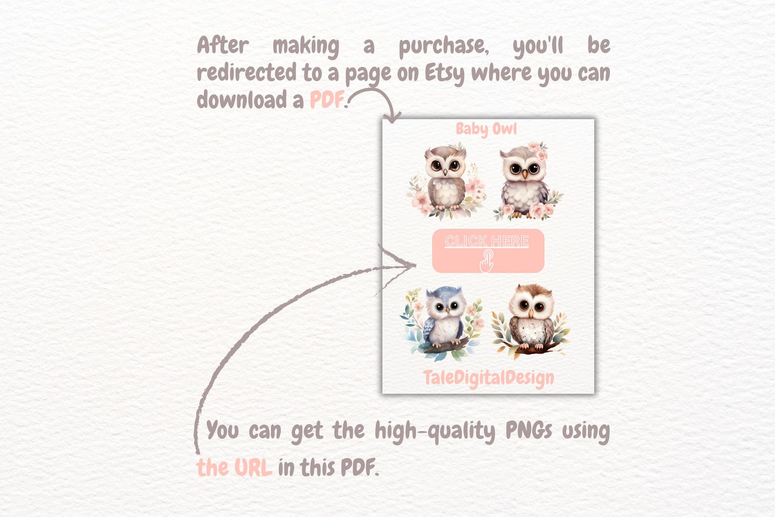 Baby Owl Clipart PNG Digital Download Owl With Flower Baby Animal ...