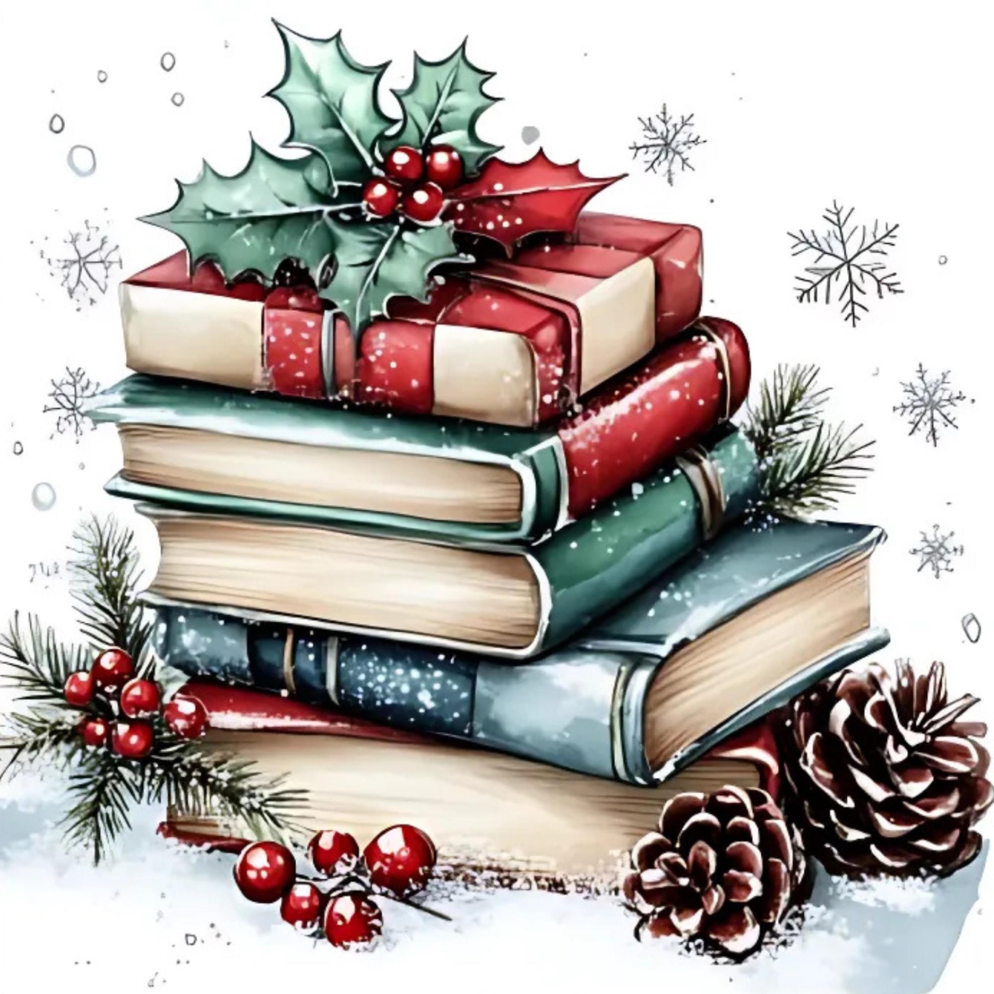 Christmas Book Clipart Xmas Gift Snowflake Pine Cone Holly Berry High ...