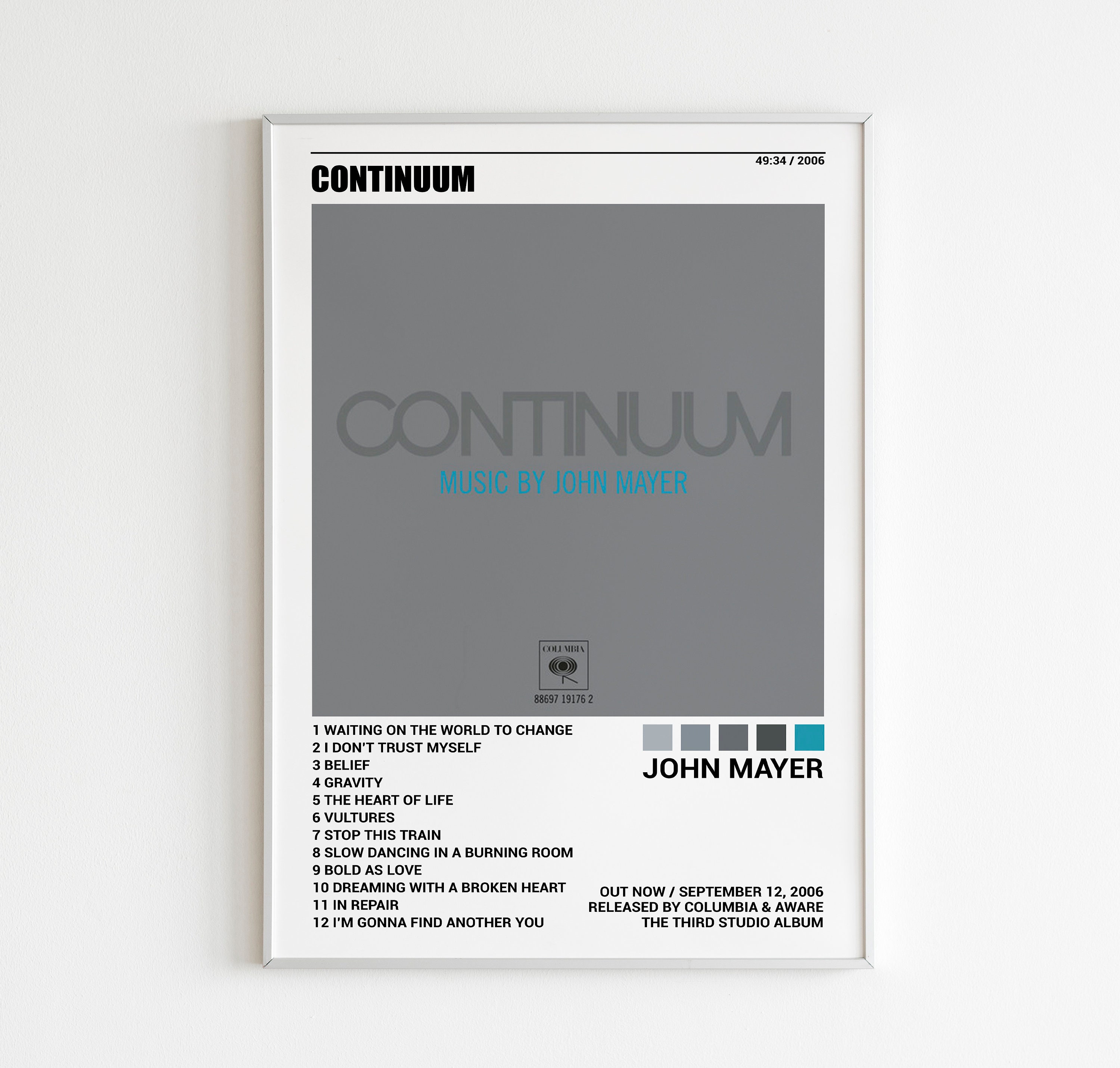 John Mayer Poster , Continuum Poster , Album Cover Poster sold by Mirko ...