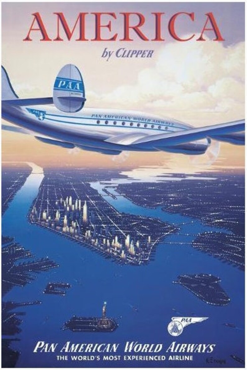 America by Clipper Pan American World Airways - Etsy