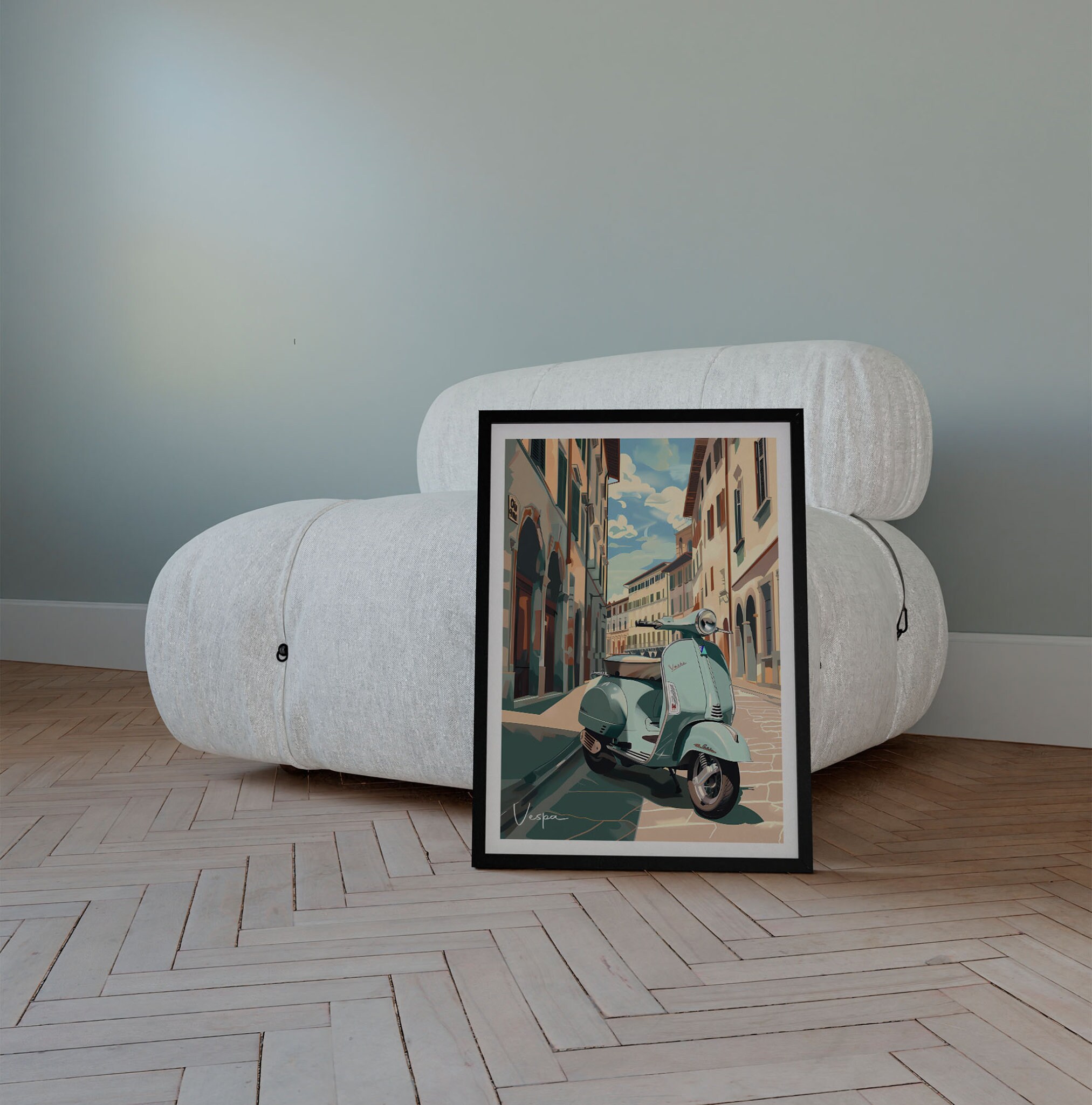 Vintage Vespa Poster Classic Scooter Wall Art, Framed Artful Print for ...