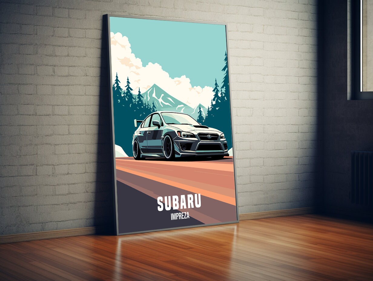 Subaru Impreza Print, Subaru Impreza Home Decor, Car Art Print, Subaru ...
