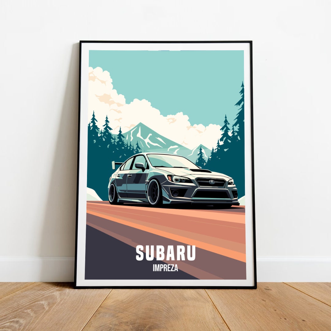 Subaru Impreza Print, Subaru Impreza Home Decor, Car Art Print, Subaru ...