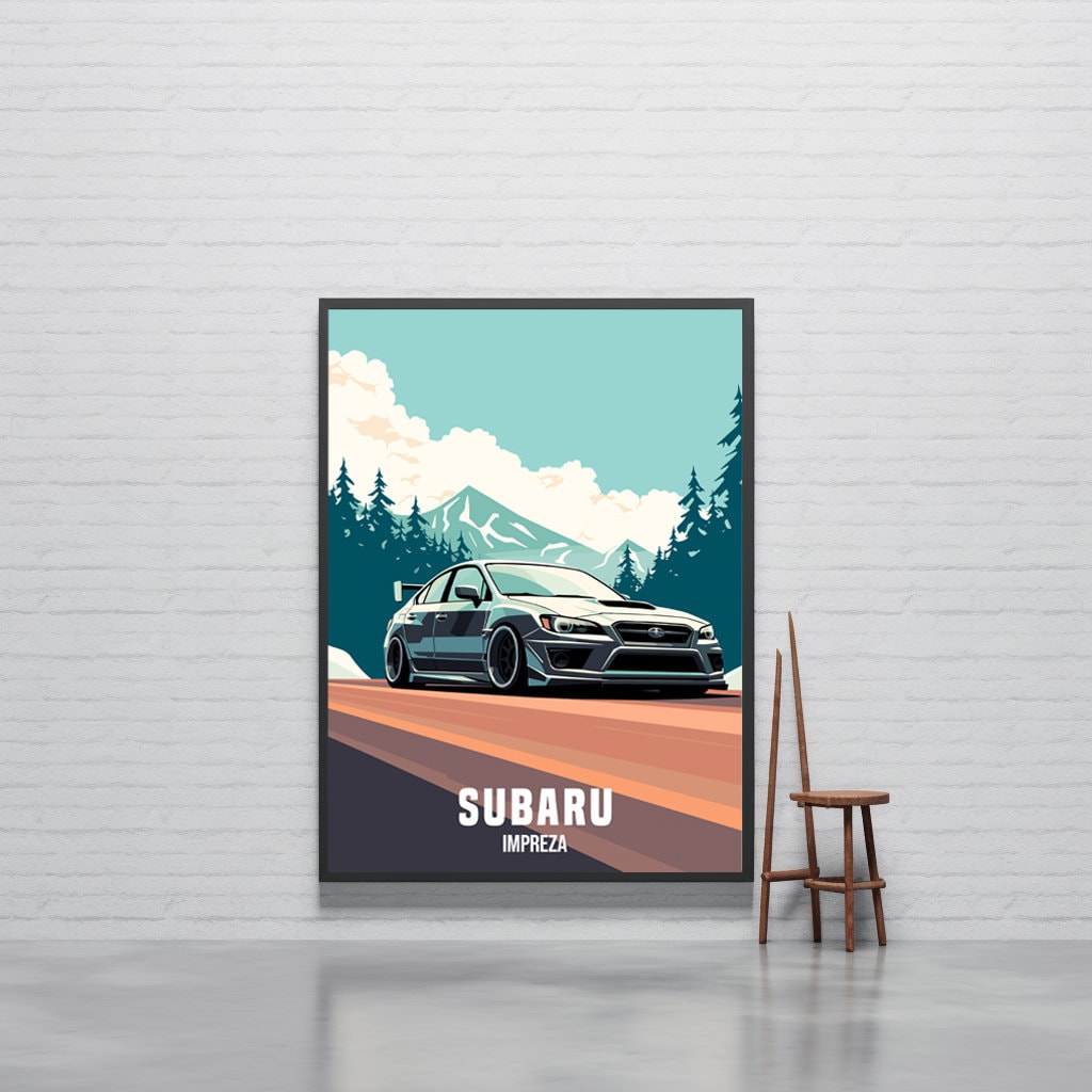 Subaru Impreza Print, Subaru Impreza Home Decor, Car Art Print, Subaru ...