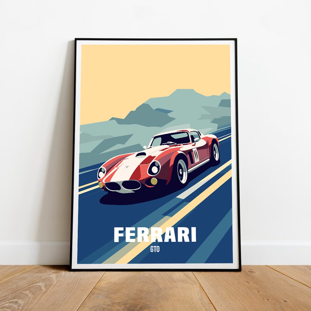 Ferrari GTO Print, Ferrari GTO Home Decor, Car Art Print, Ferrari GTO ...