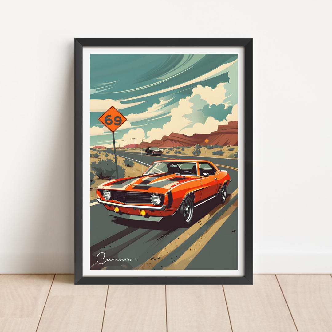 1969 Chevy Camaro Art Print | Classic Muscle Car Poster - Etsy