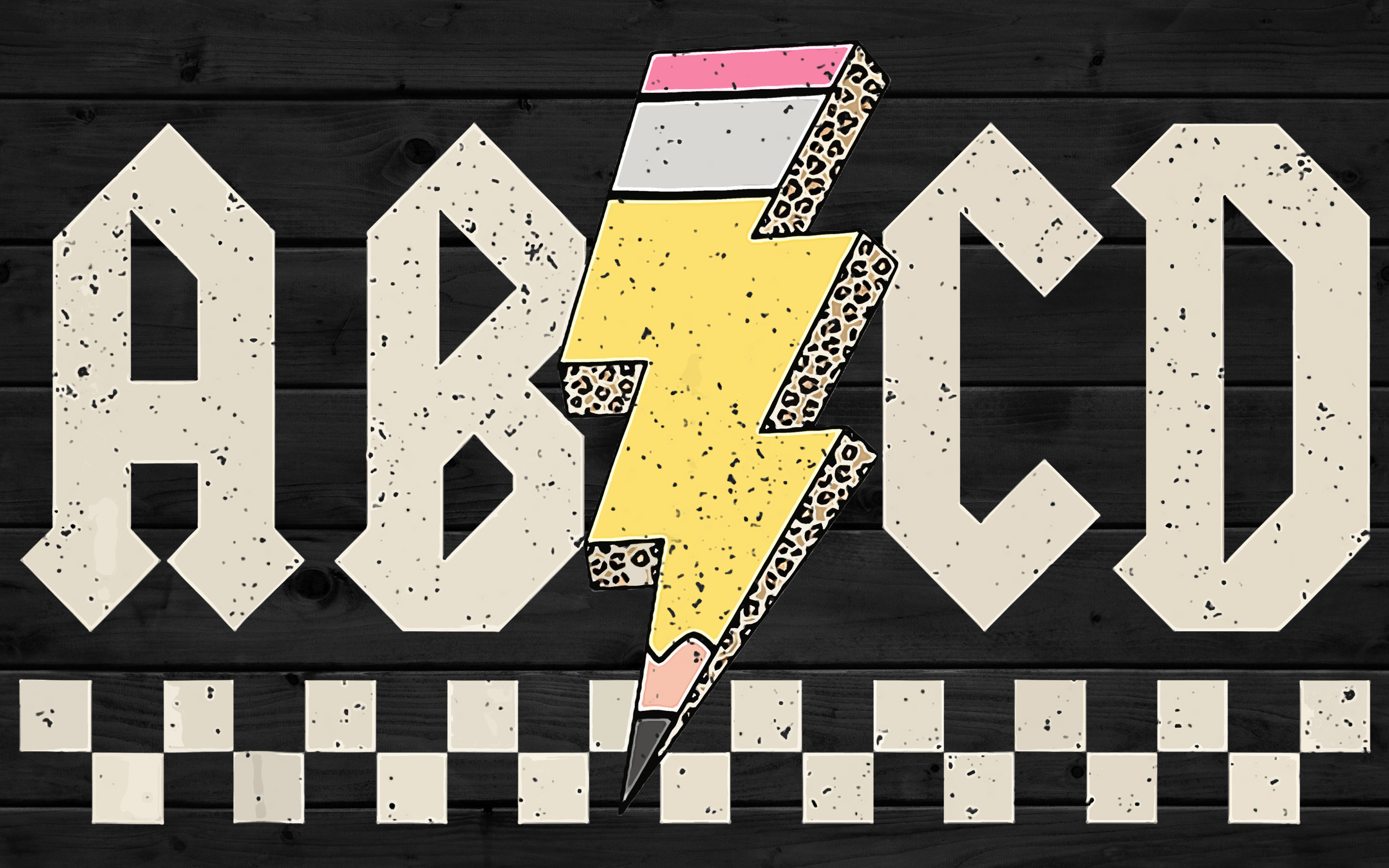 ABCD Teachers Pencil Lightning Bolt Back to School Kids PNG - Etsy