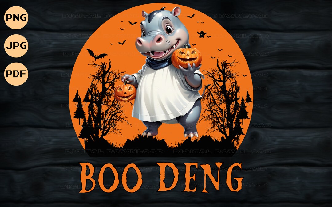 Boo Deng Ghost Baby Hippo Moo Deng Halloween 2024 , Moo Deng PNG , JPG ...