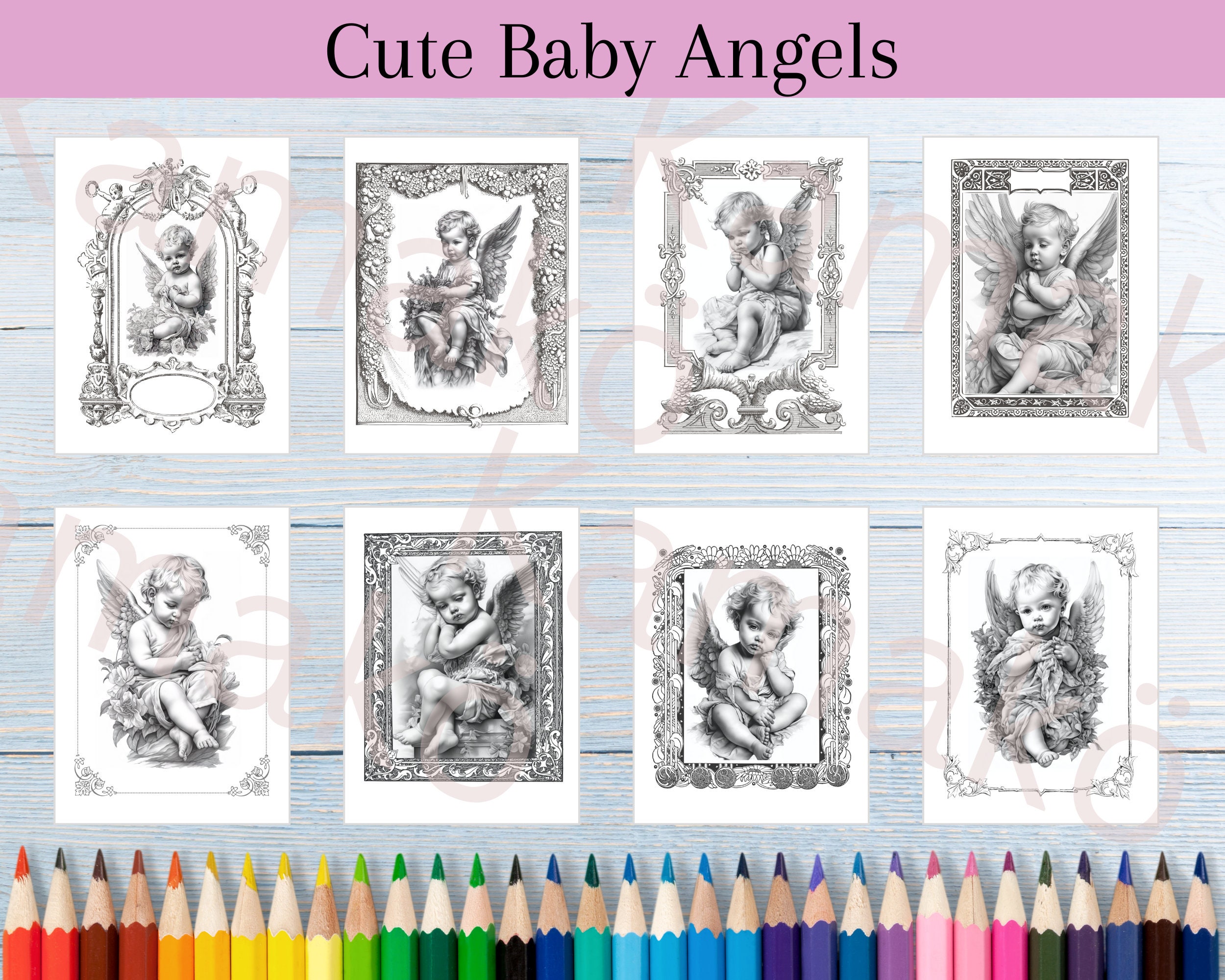 10 Printable Coloring Pages of Baby Angels, Vintage Images of Little ...