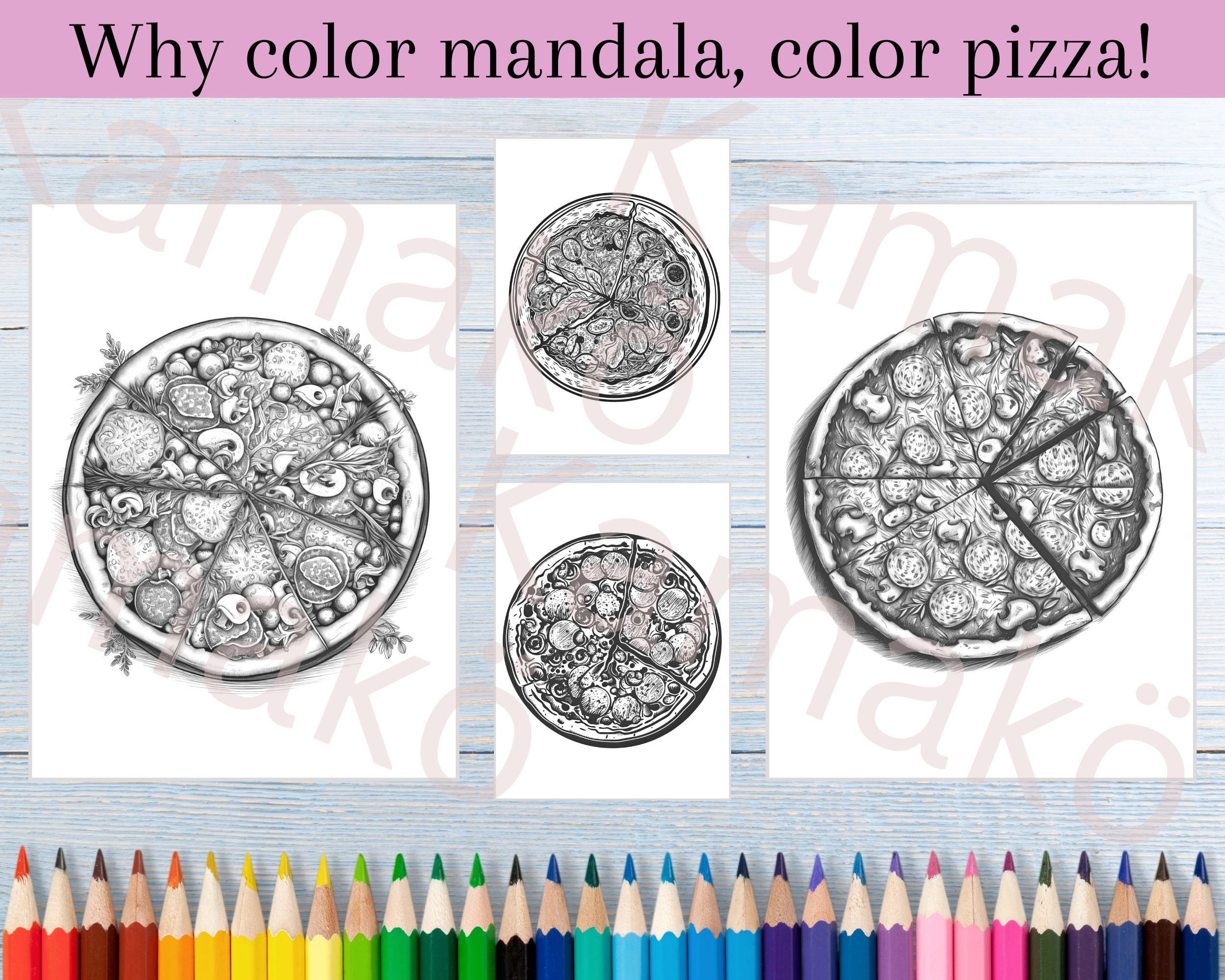 20 Pizzas Coloring Book Pages, Instant Download PDF & JPG - Etsy