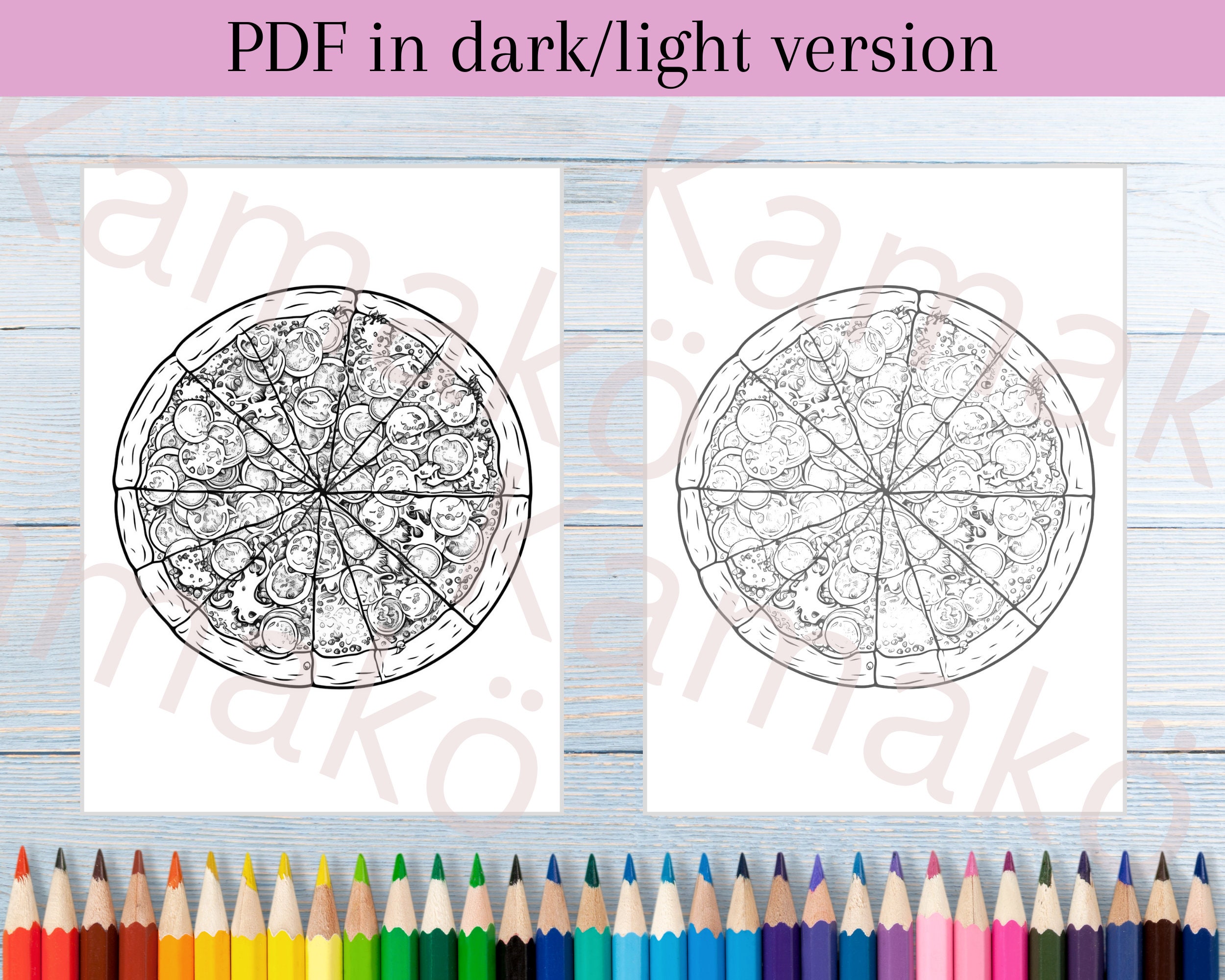 20 Pizzas Coloring Book Pages, Instant Download PDF & JPG - Etsy