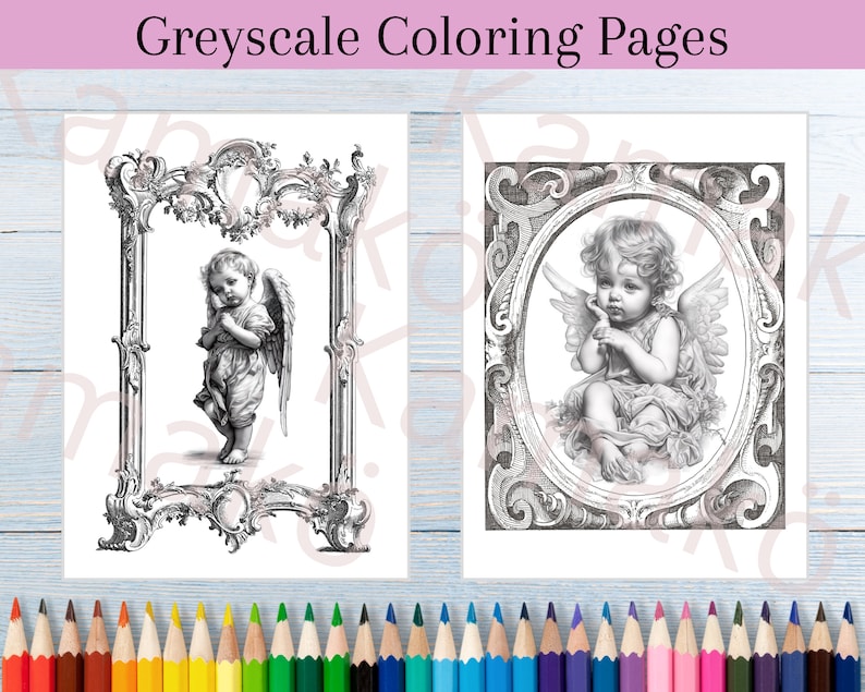 10 Printable Coloring Pages of Baby Angels, Vintage Images of Little ...