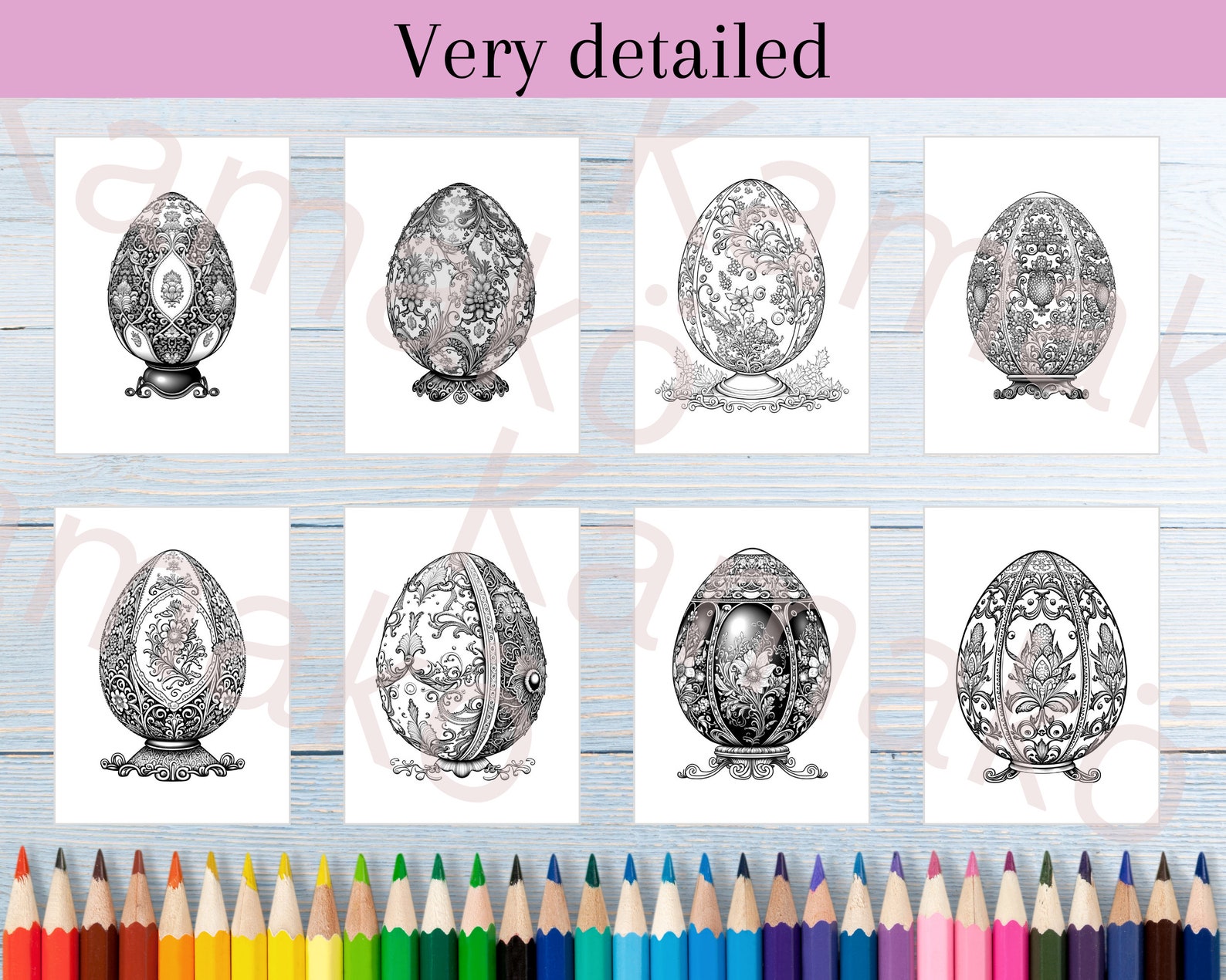 30 Amazing Eggs Coloring Book for Adults - Faberge Style, Printable ...