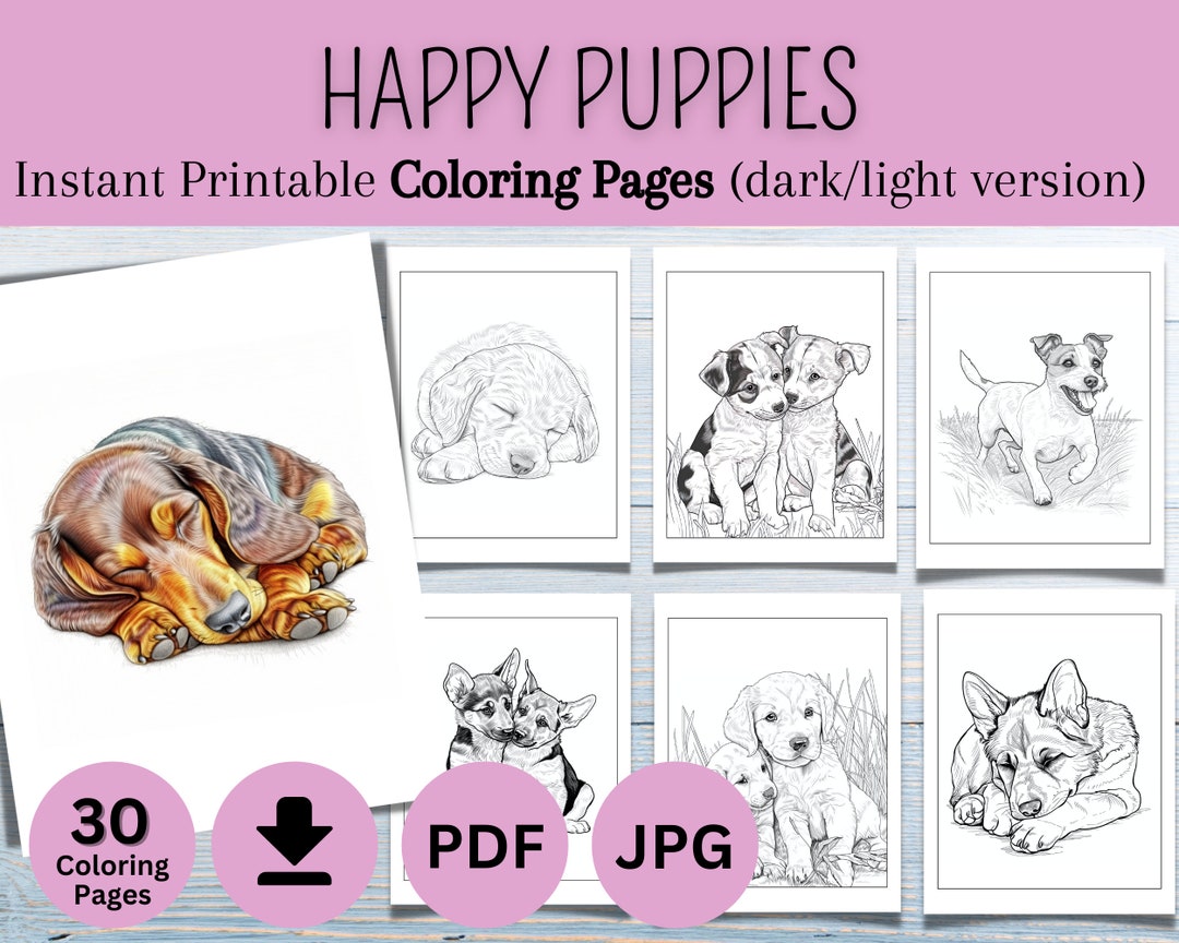 30 Cute Puppy Coloring Pages - Different Breeds, Corgie, Labrador ...