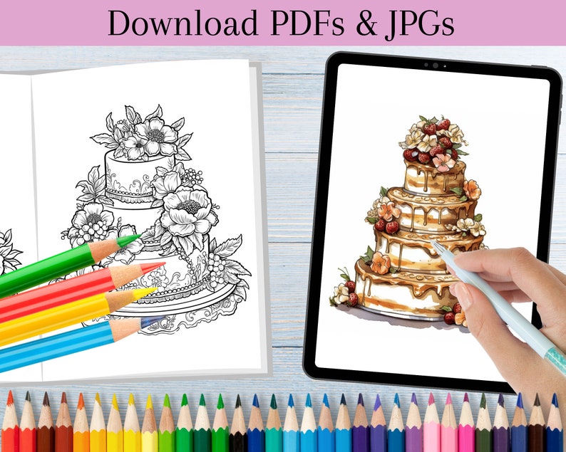 Wedding Cake Coloring Book With 20 Coloring Pages Instant - Etsy