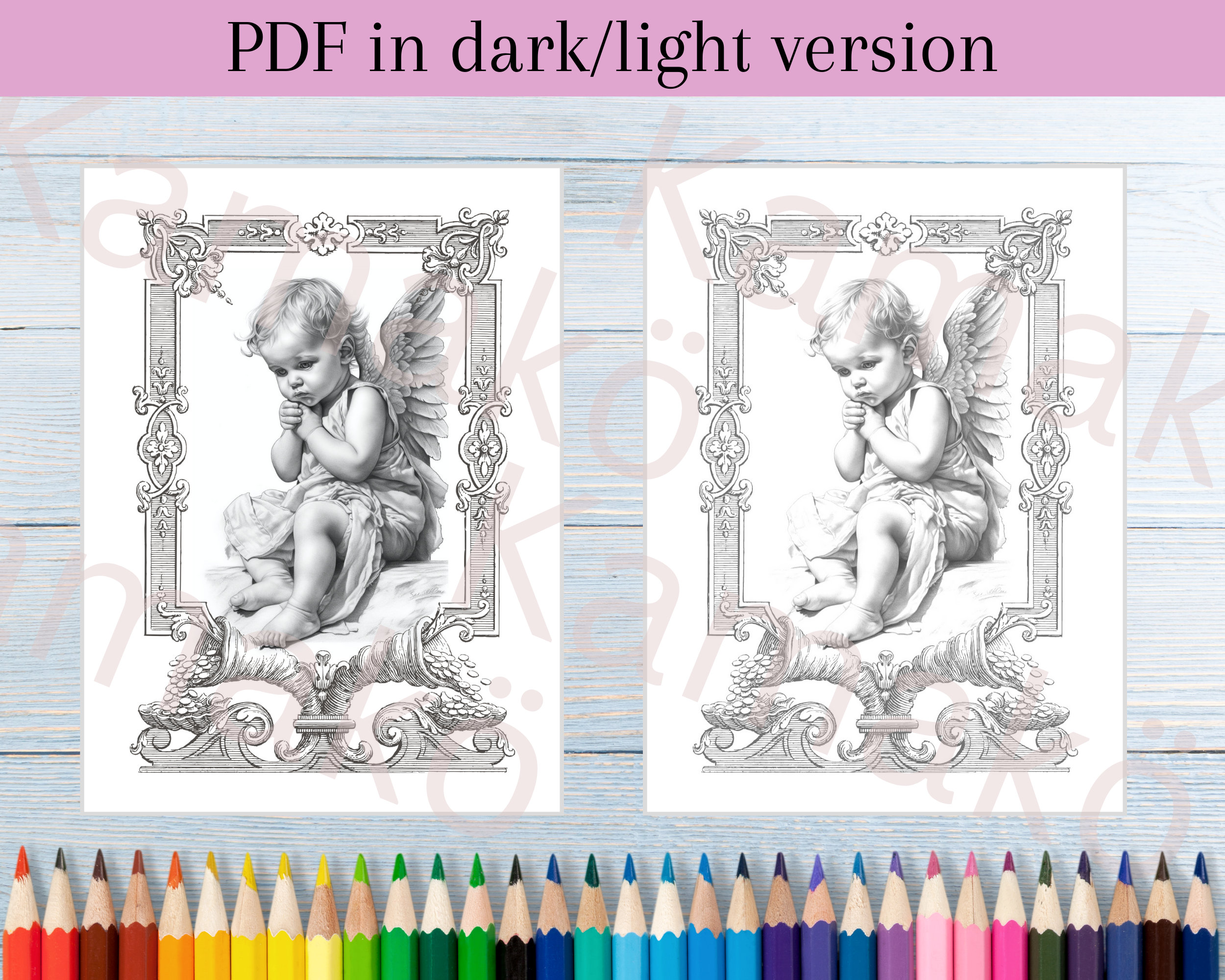 10 Printable Coloring Pages of Baby Angels, Vintage Images of Little ...