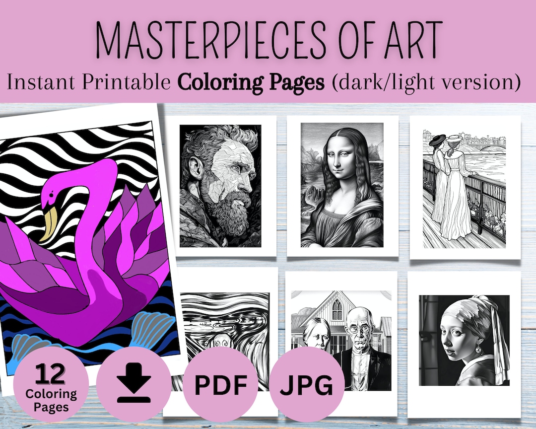 12 Masterpieces of Art to Color Yourself, E.g. Van Gogh, Da Vinci ...