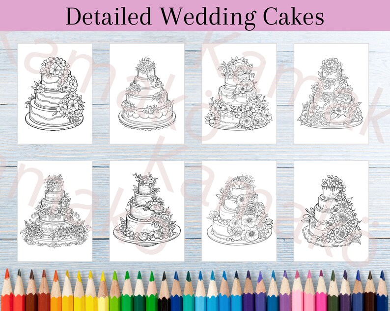 Wedding Cake Coloring Book With 20 Coloring Pages Instant - Etsy