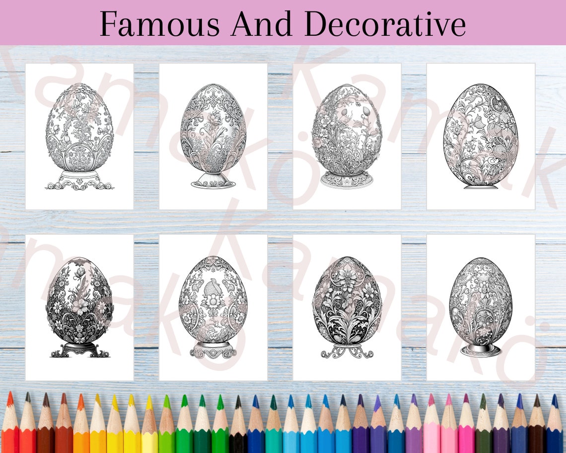 30 Amazing Eggs Coloring Book for Adults - Faberge Style, Printable ...