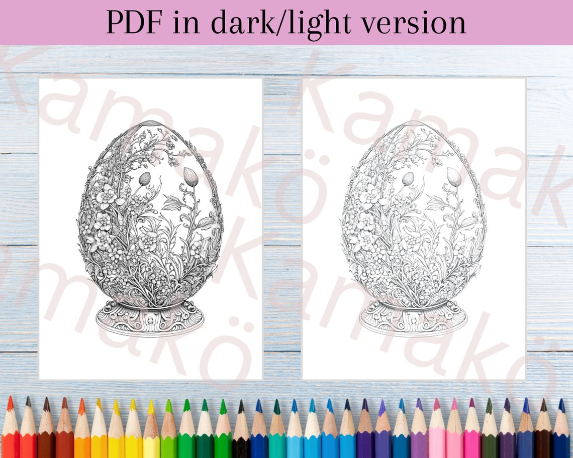 30 Amazing Eggs Coloring Book for Adults - Faberge Style, Printable ...