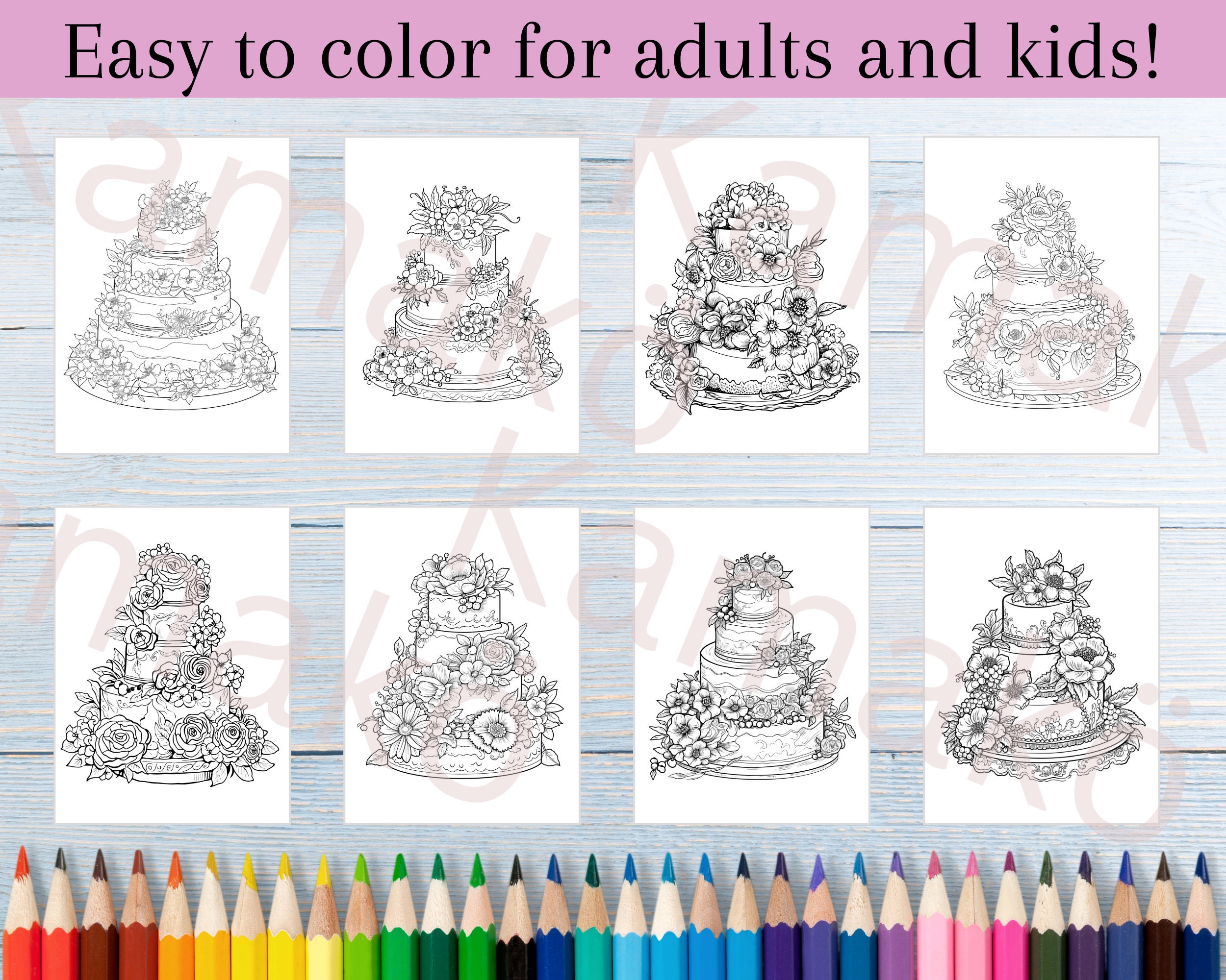 Wedding Cake Coloring Book With 20 Coloring Pages Instant - Etsy