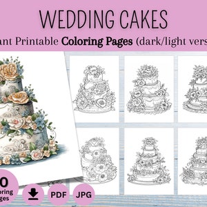 Wedding Cake Coloring Book With 20 Coloring Pages Instant - Etsy