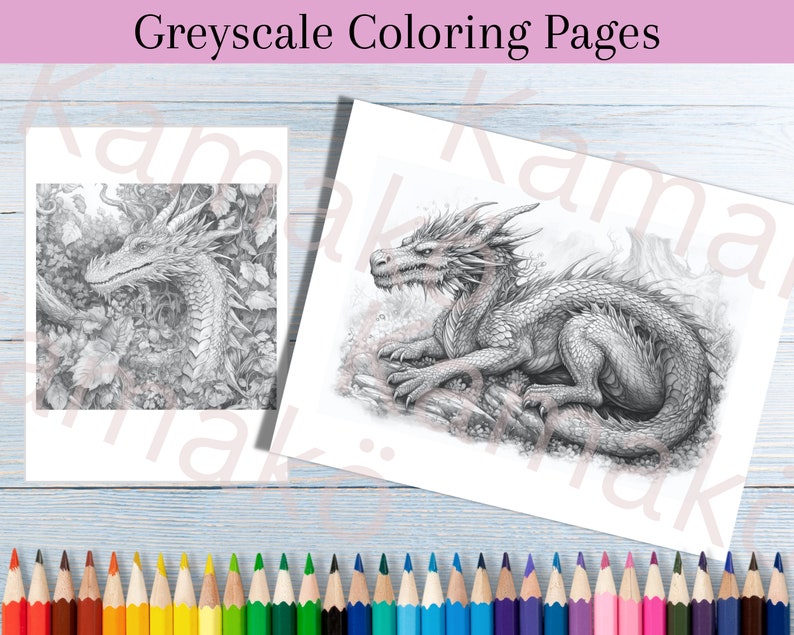 10 Magical Dragon Grayscale Coloring Pages: Discover the World of ...