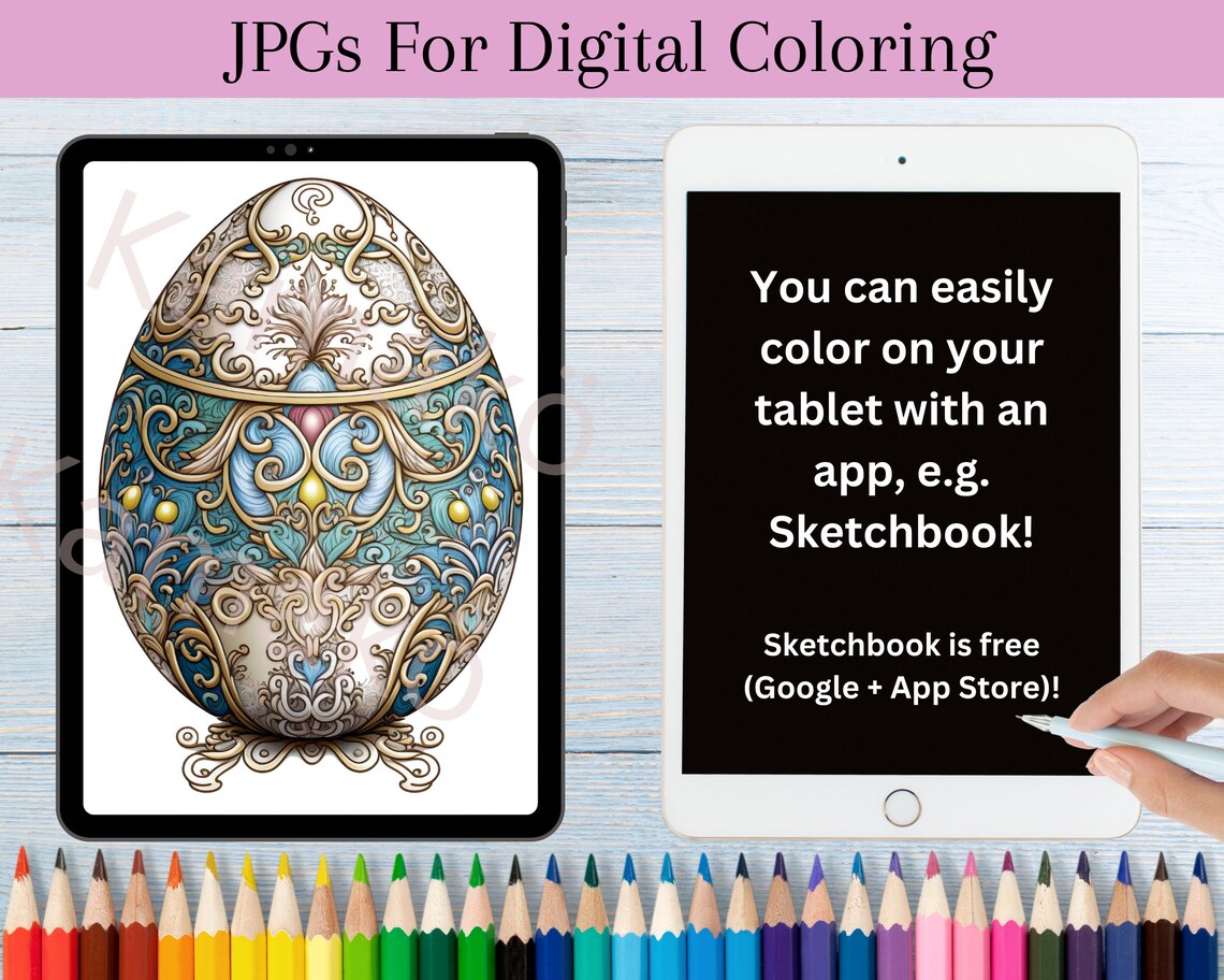 30 Amazing Eggs Coloring Book for Adults - Faberge Style, Printable ...