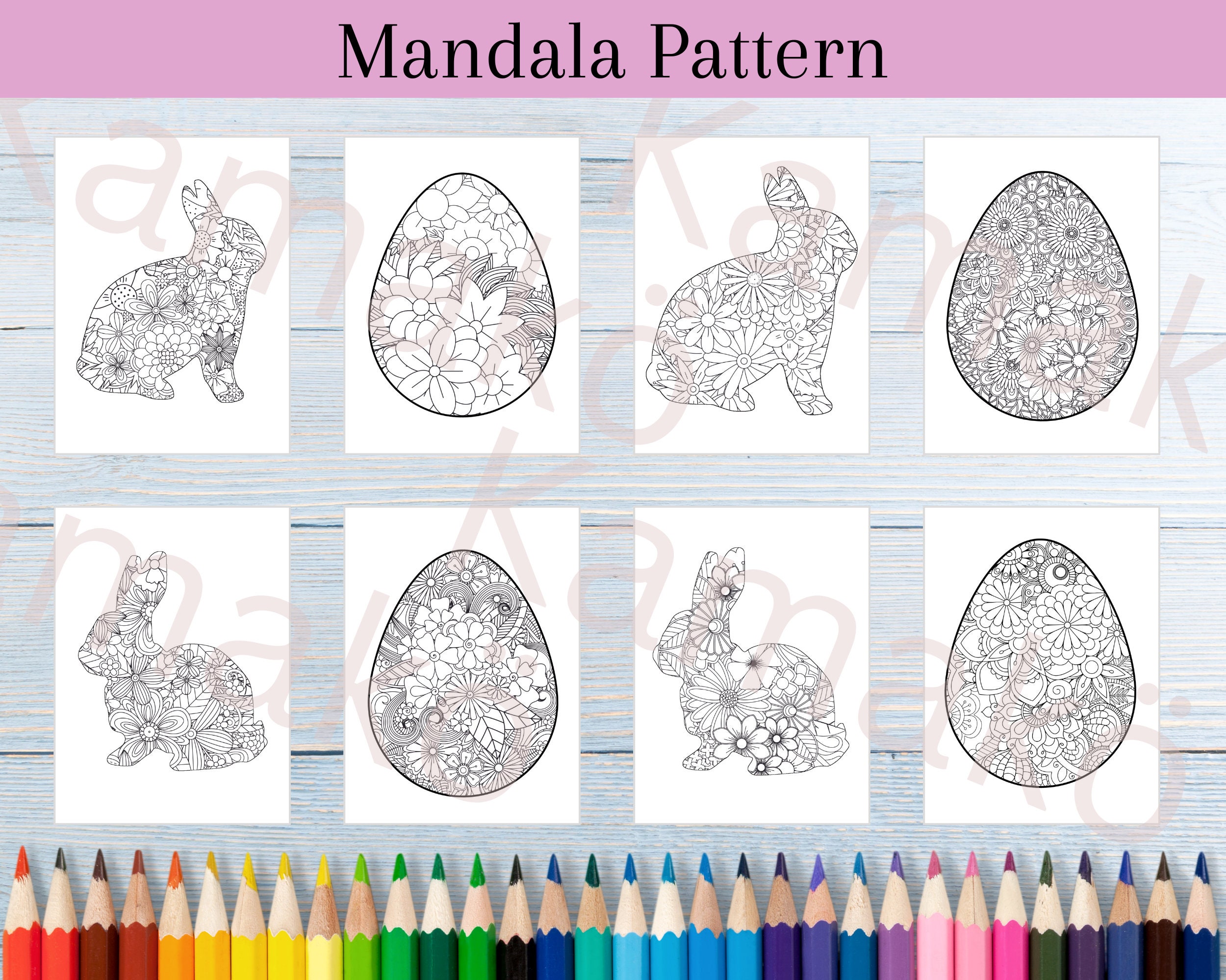 20 Easter Coloring Pages - Eggs and Bunnies - Printable Coloring Book ...