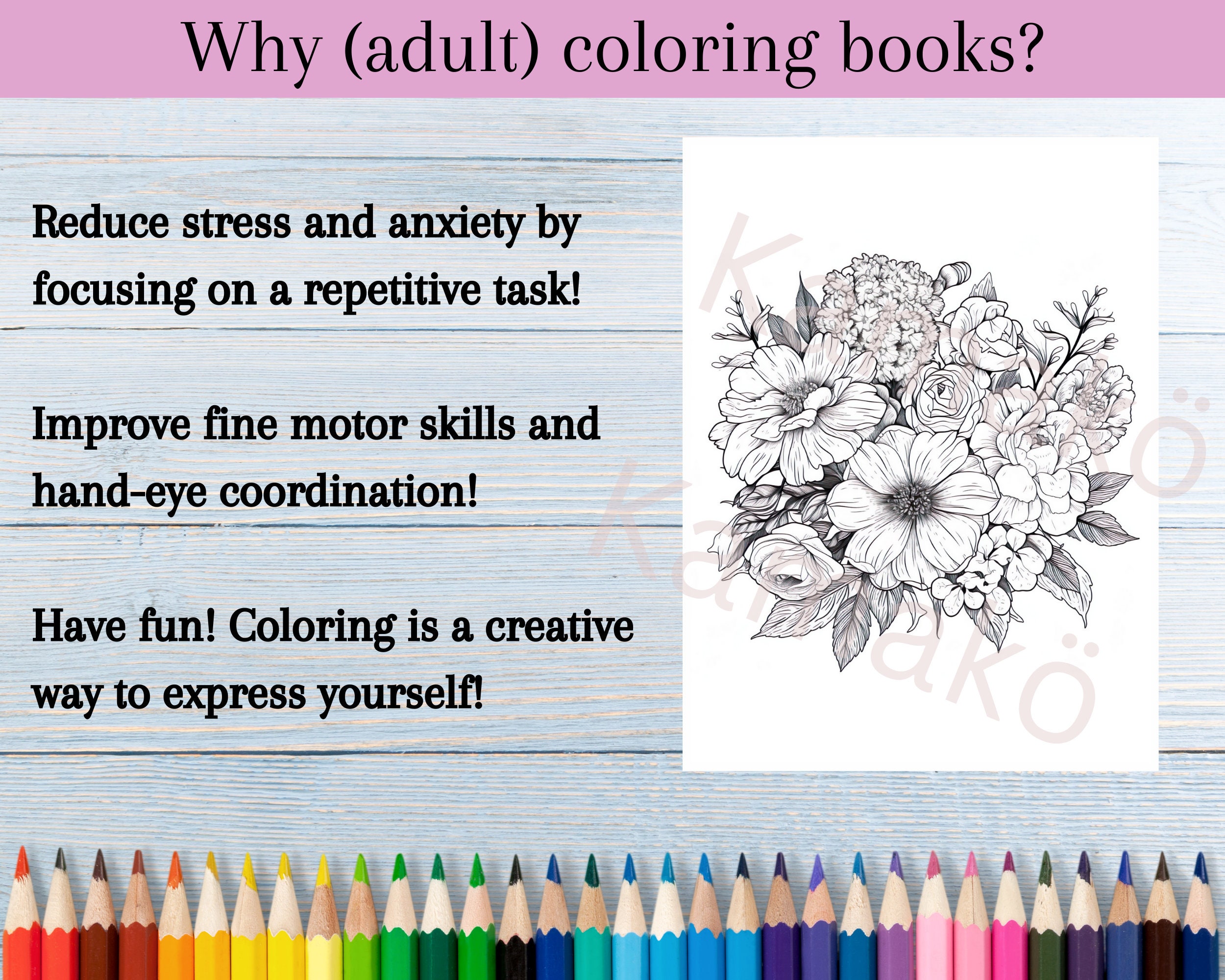 Flower Bouquet Coloring Pages - Instant Download PDF With 20 Unique ...