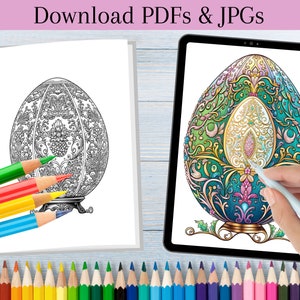 30 Amazing Eggs Coloring Book for Adults - Faberge Style, Printable ...