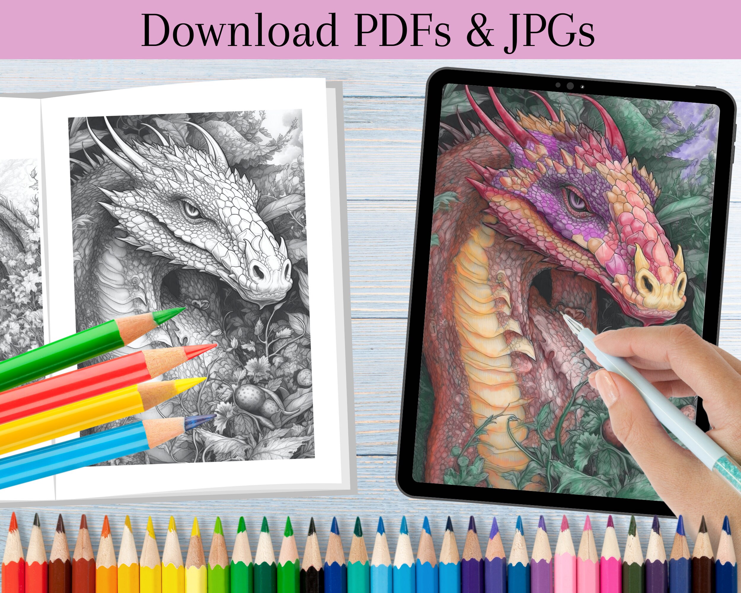 10 Magical Dragon Grayscale Coloring Pages: Discover the World of ...