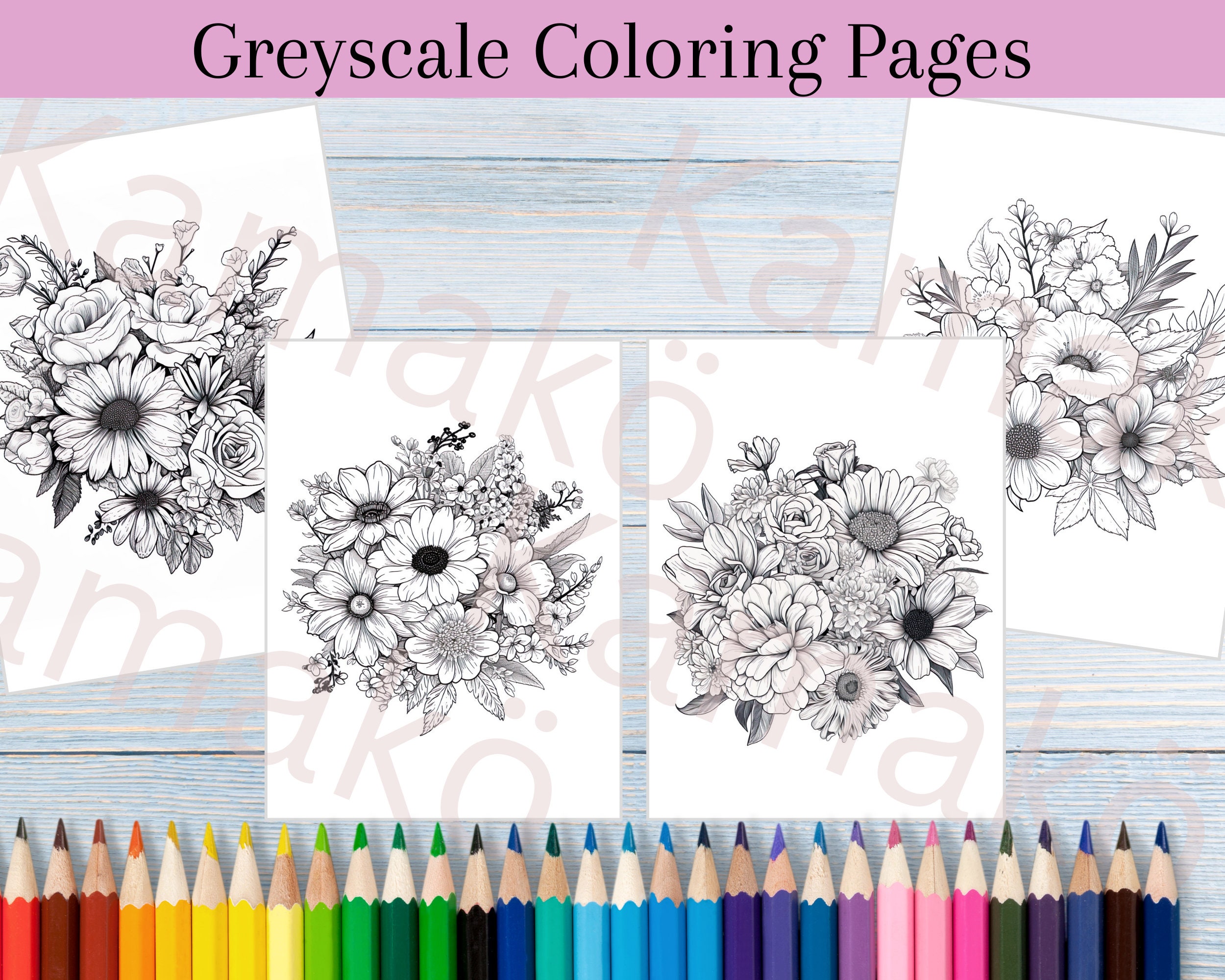 Flower Bouquet Coloring Pages - Instant Download PDF With 20 Unique ...