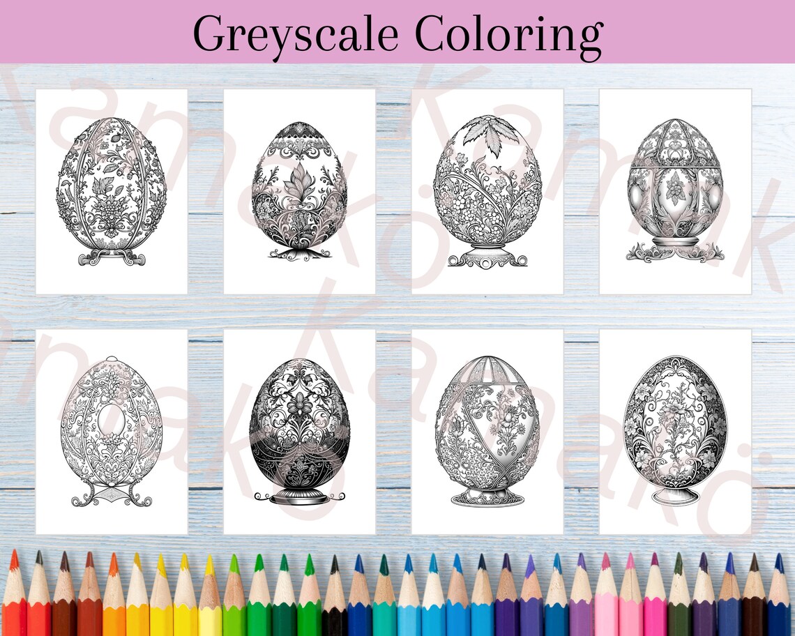 30 Amazing Eggs Coloring Book for Adults - Faberge Style, Printable ...