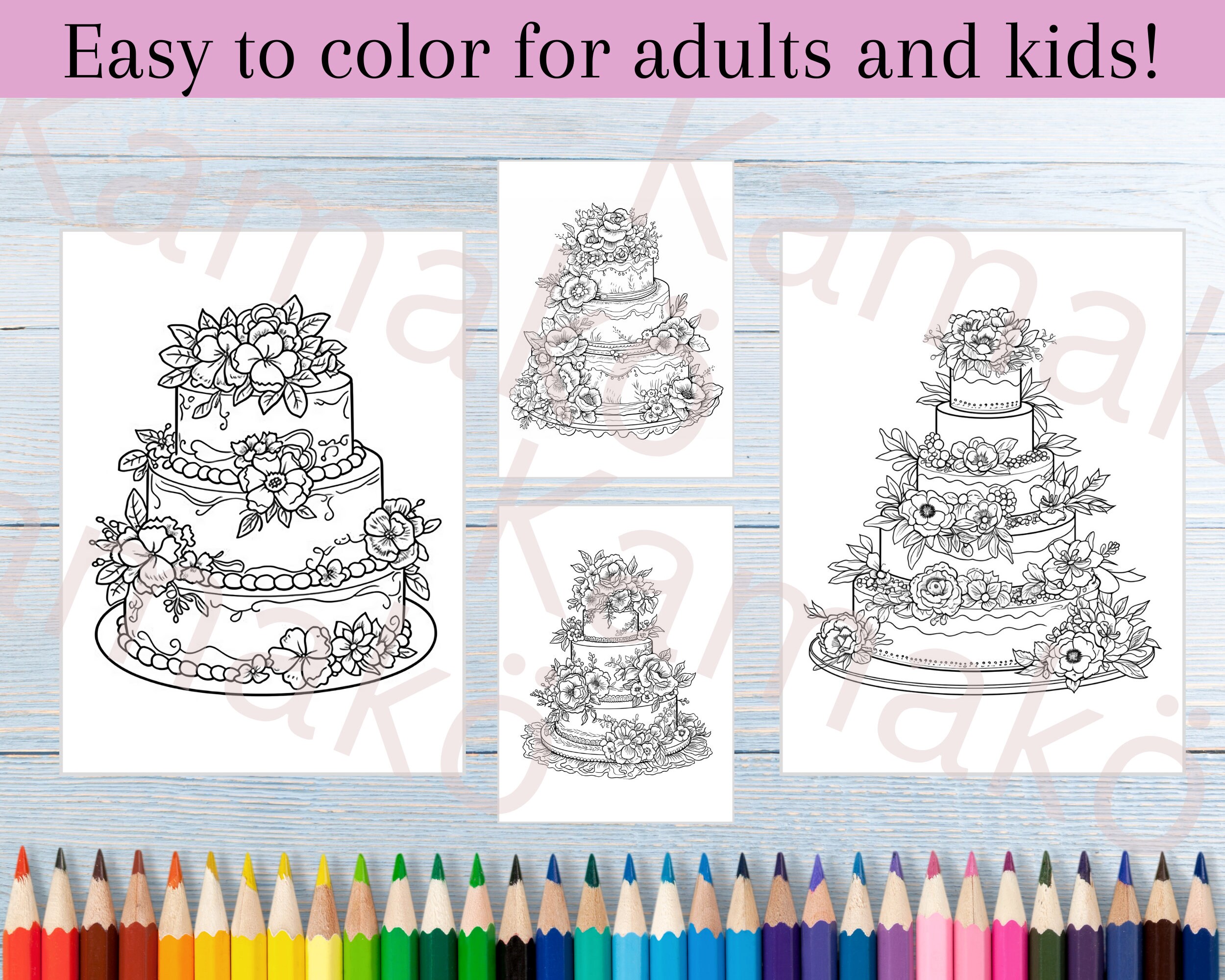 Wedding Cake Coloring Book With 20 Coloring Pages Instant - Etsy