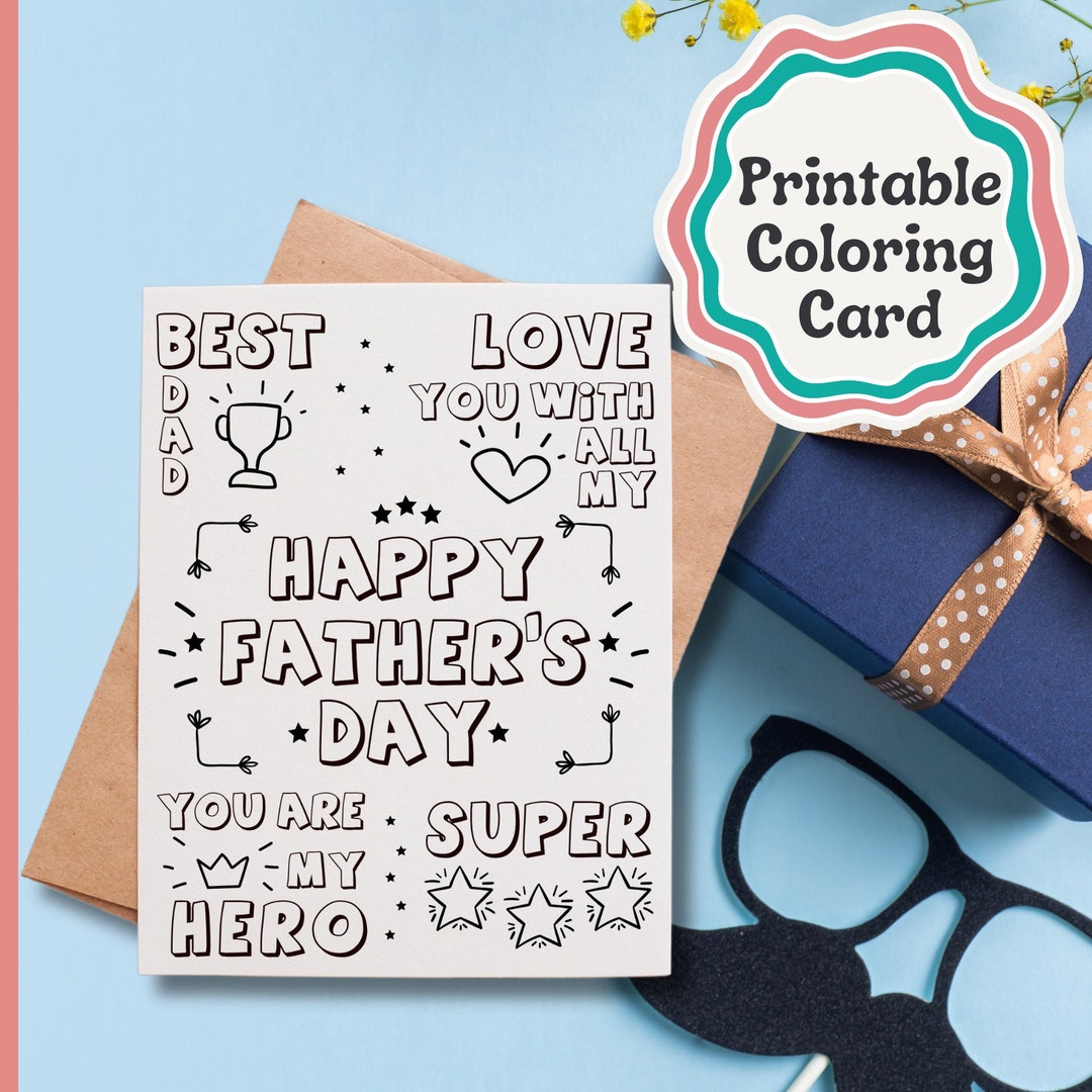 Fathers Day Card, Printable Coloring Fathers Day Gift Crafts for Kids ...