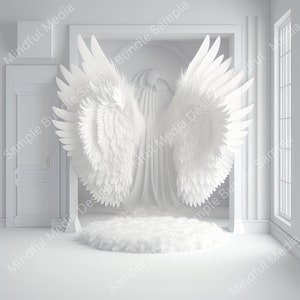 3 White Whimsy Angel Wings Digital Backdrops, Maternity Backdrops ...
